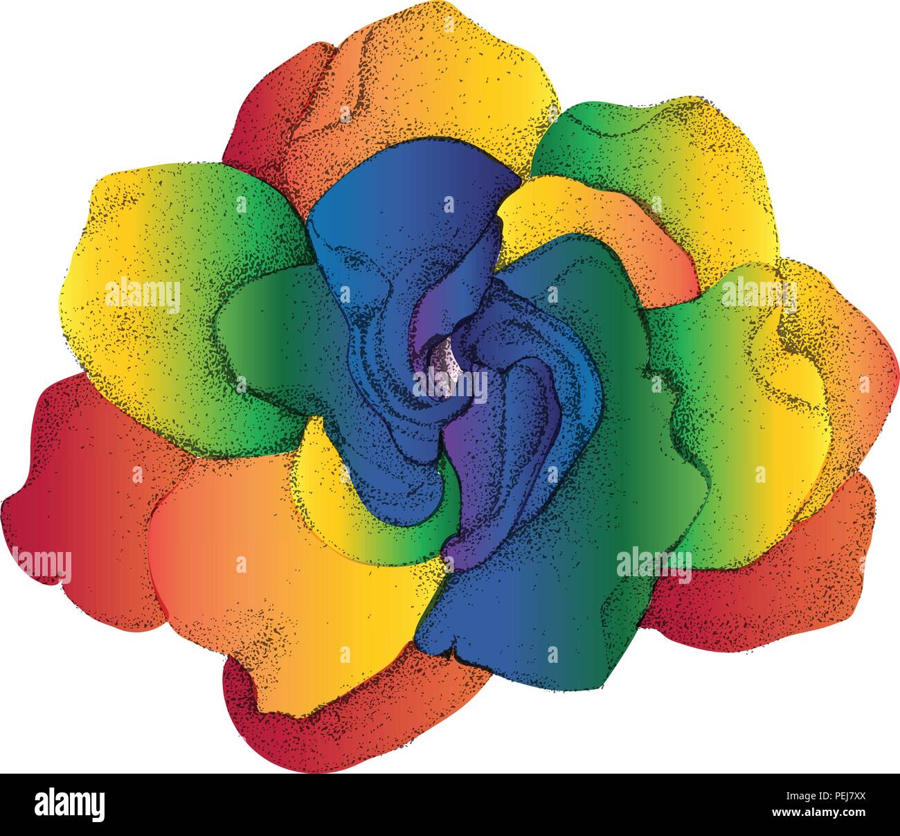A rainbow colored gardenia is a bright and cheerful vector image with ...