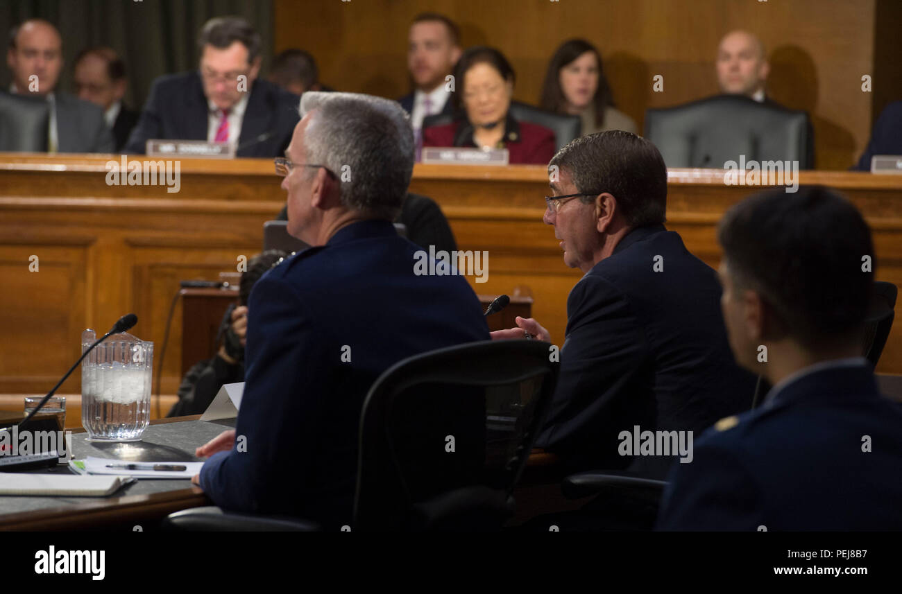 Secretary of Defense Ash Carter testifies before the U.S. Senate Armed ...