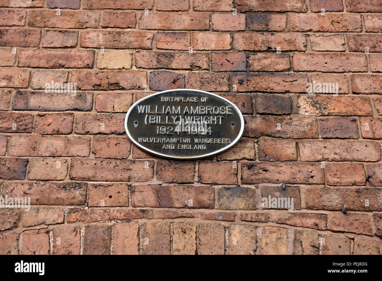 Plaque on the birthplace of Wolves and England footballing legend Billy ...
