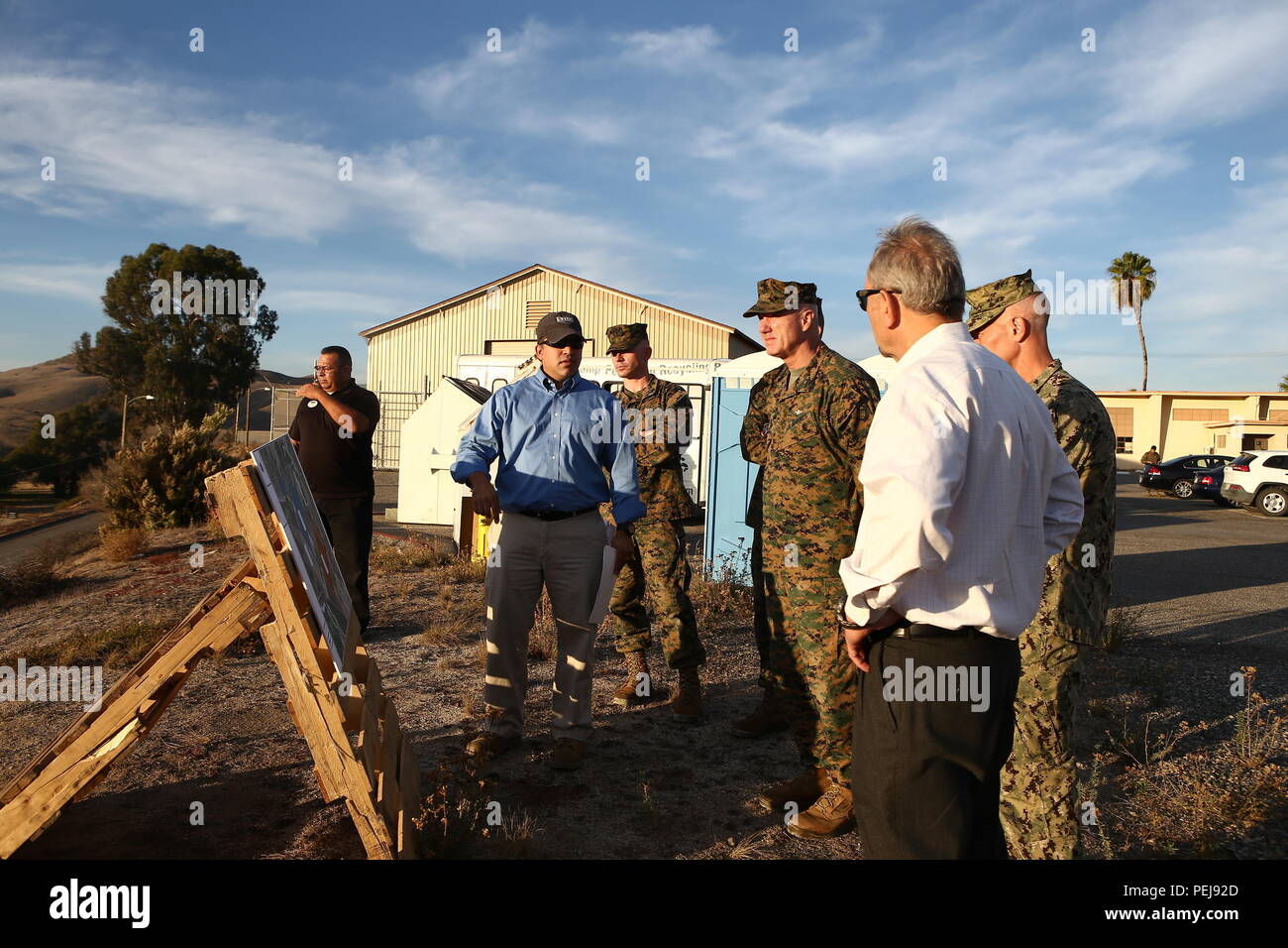 U.S. Marine Corps Maj. Gen. Charles Hudson, center, commanding general ...