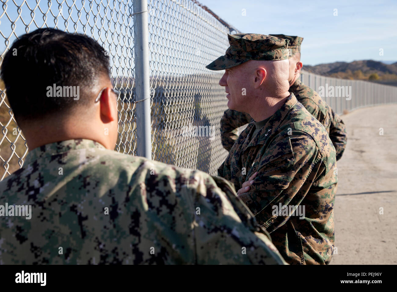 U.S. Marine Corps Maj. Gen. Charles Hudson (center), commanding general ...