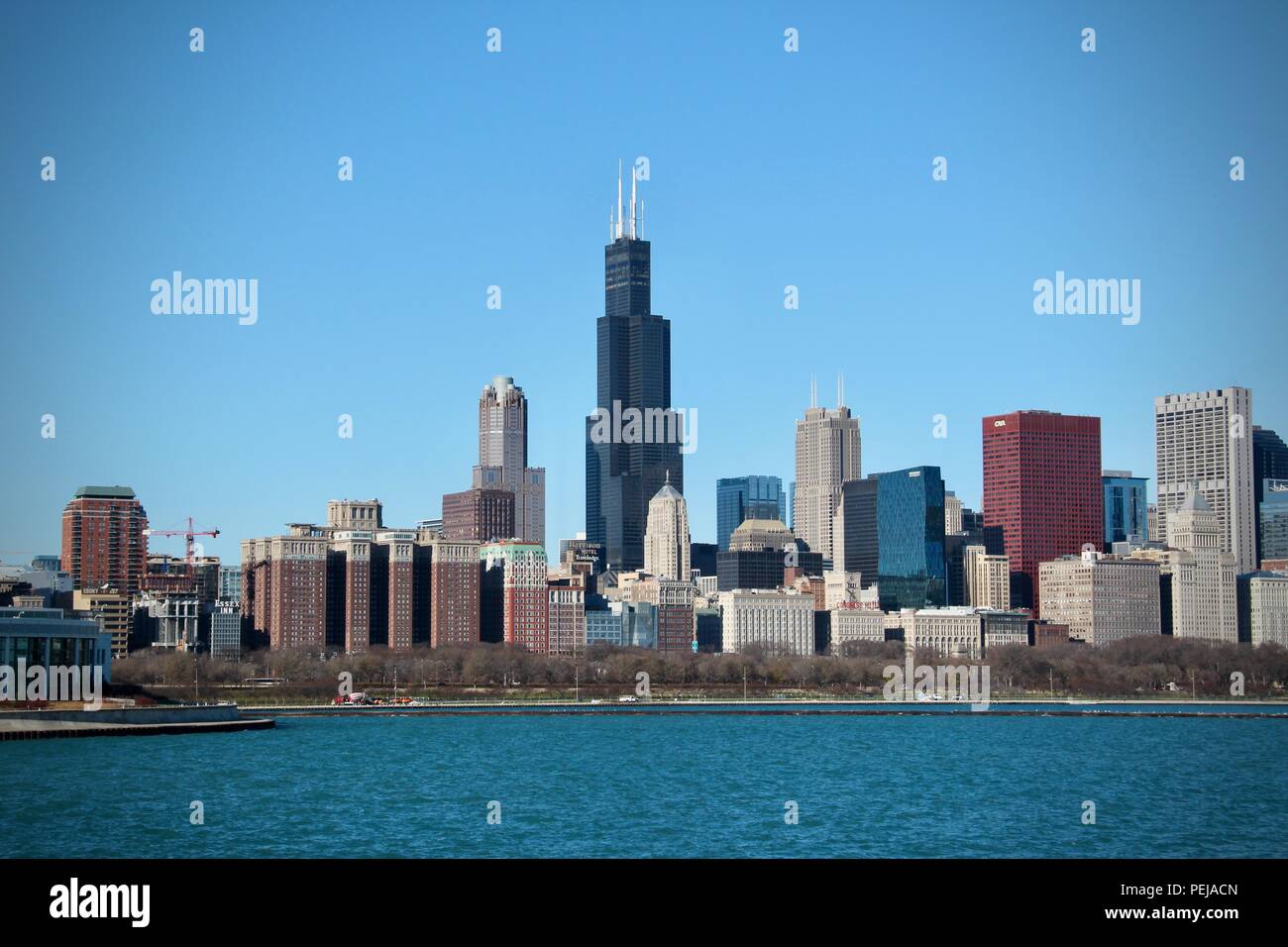 Chicago skyline including the Willis Tower Stock Photo - Alamy