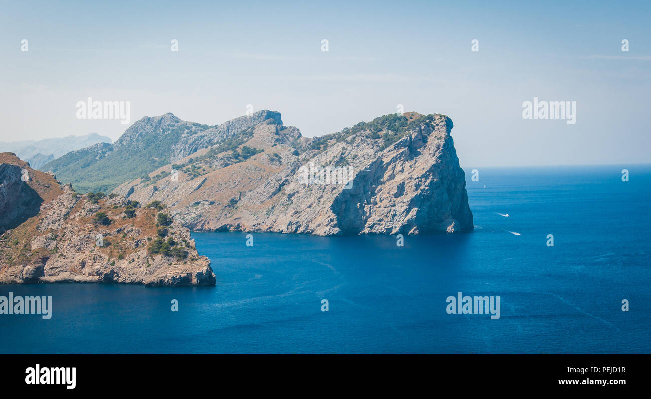 The imposing cliffs of Formentor cap in Majorca overlooking the ...