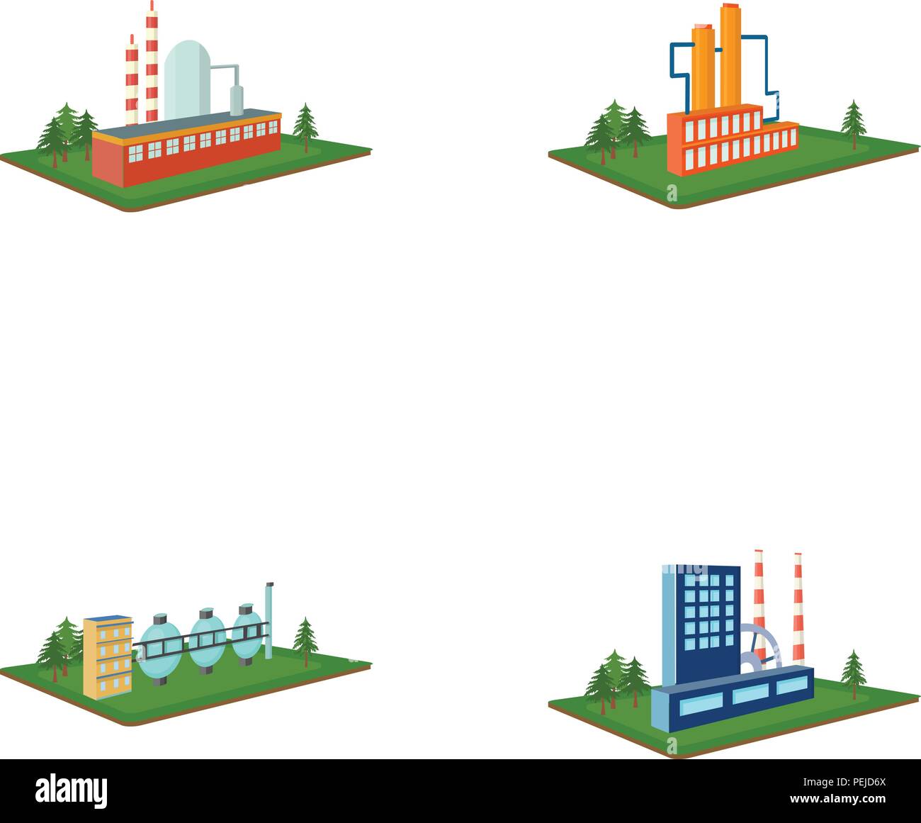 Processing factory,metallurgical plant. Factory and industry set ...