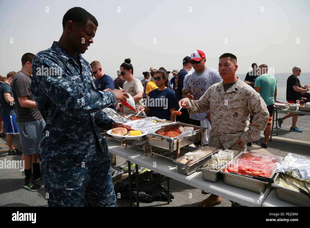 GULF OF ADEN (Aug. 29, 2015) U.S. Marines and Sailors from the 15th ...