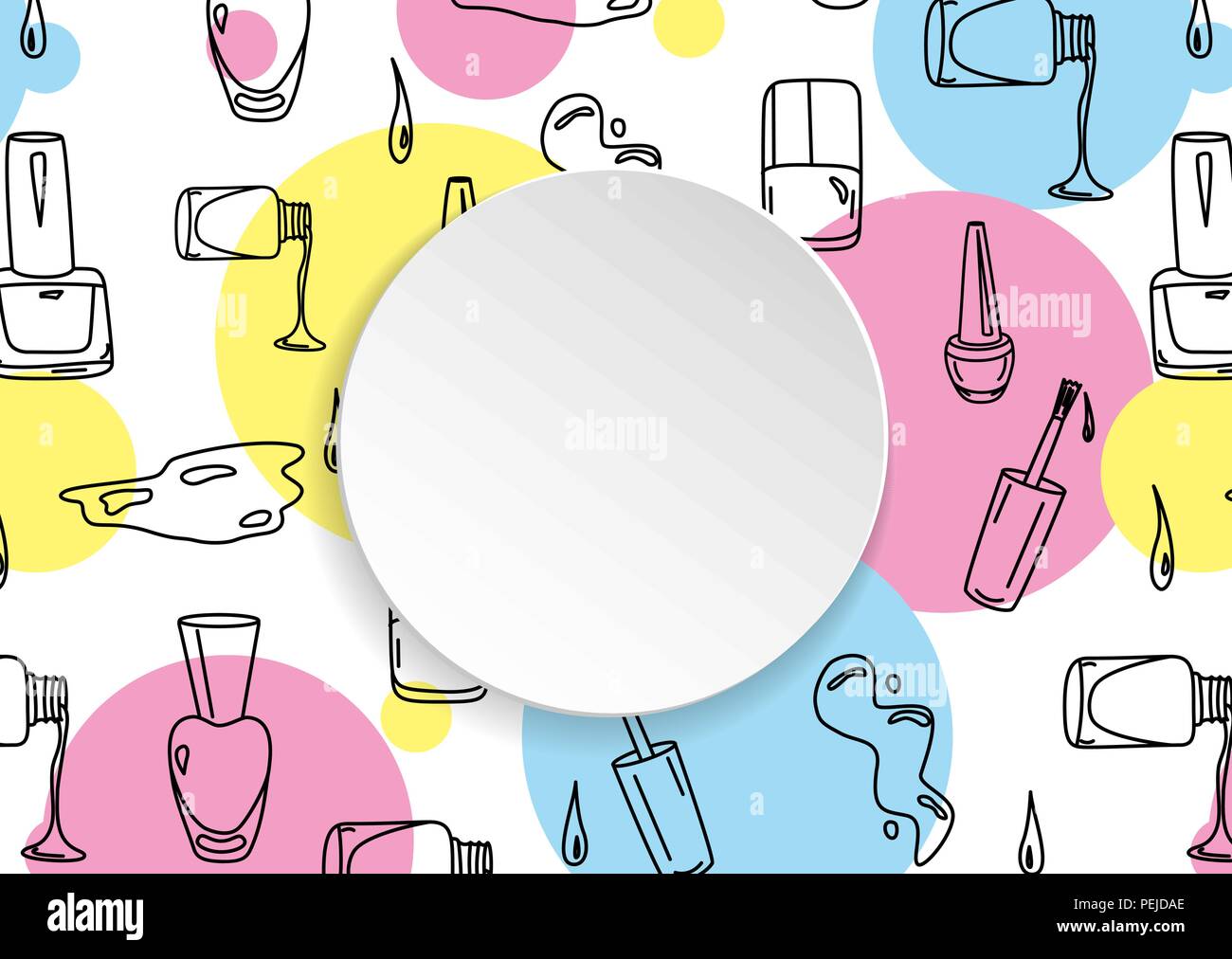 Nail banner with doodle manicure pattern. Hand drawn polish and Stock ...