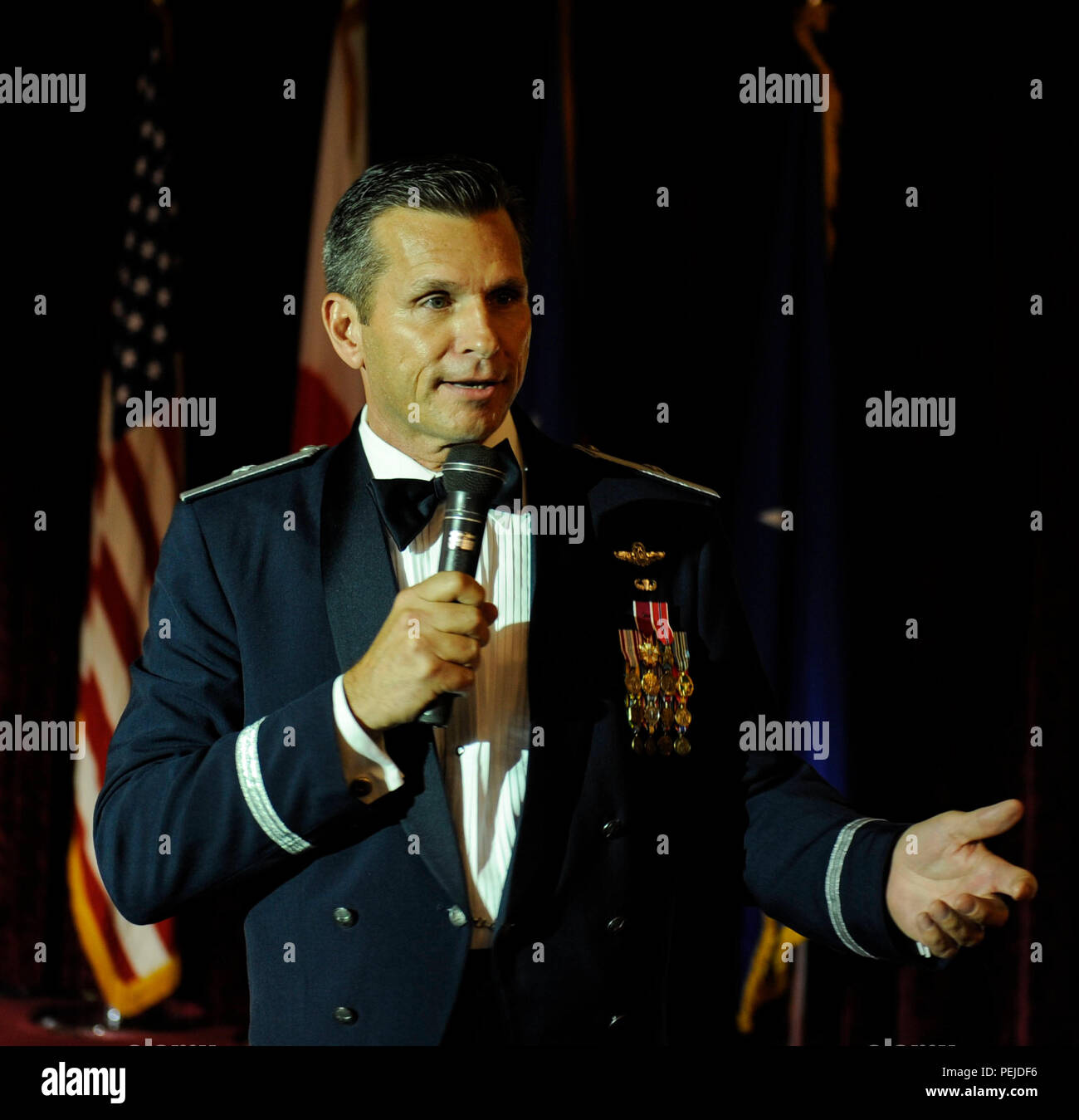U.S. Air Force Brig. Gen. Barry Cornish, 18th Wing commander, speaks to ...