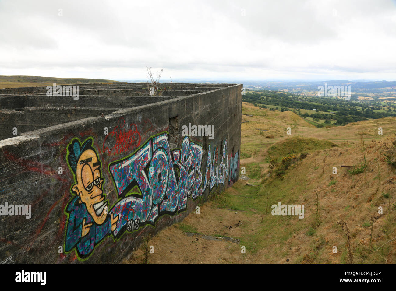 Disused quarry buildings on Titterstone Clee hill, Shropshire, England ...
