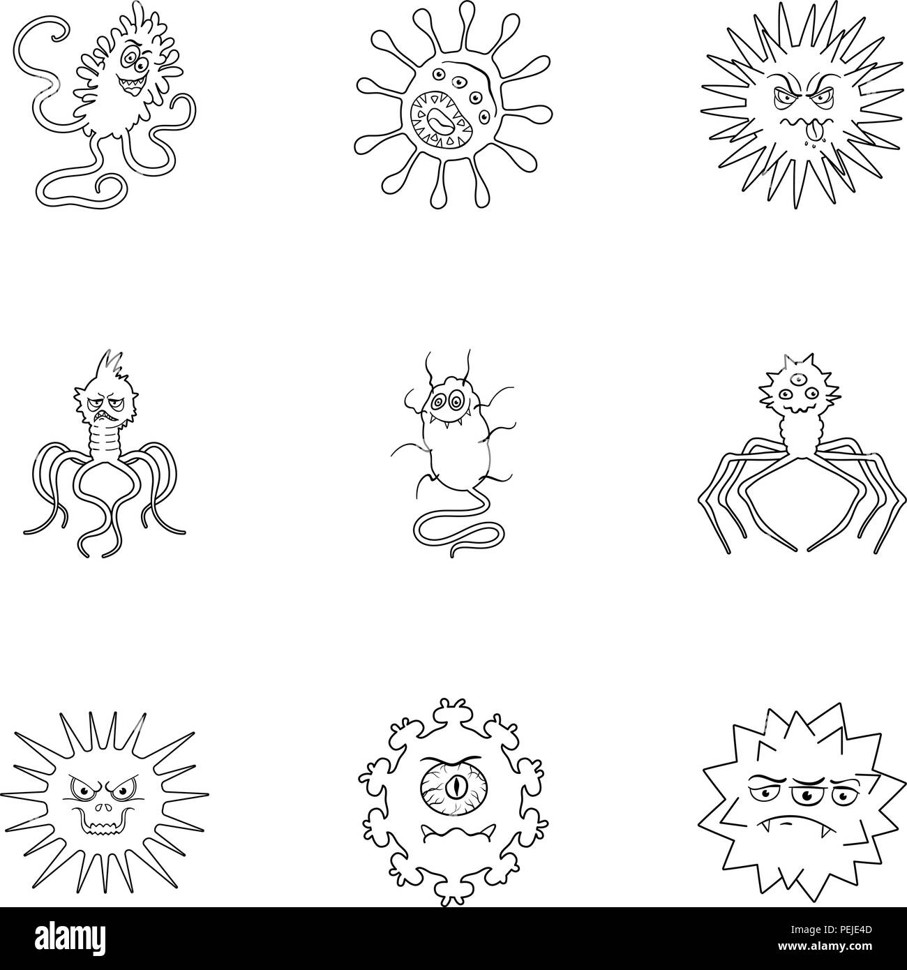 A set of pictures about bacteria and viruses. Germs that are harmful to ...