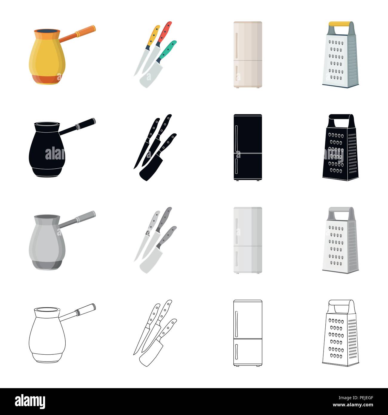 Kitchen equipment cartoon icons in set collection for design. Kitchen ...