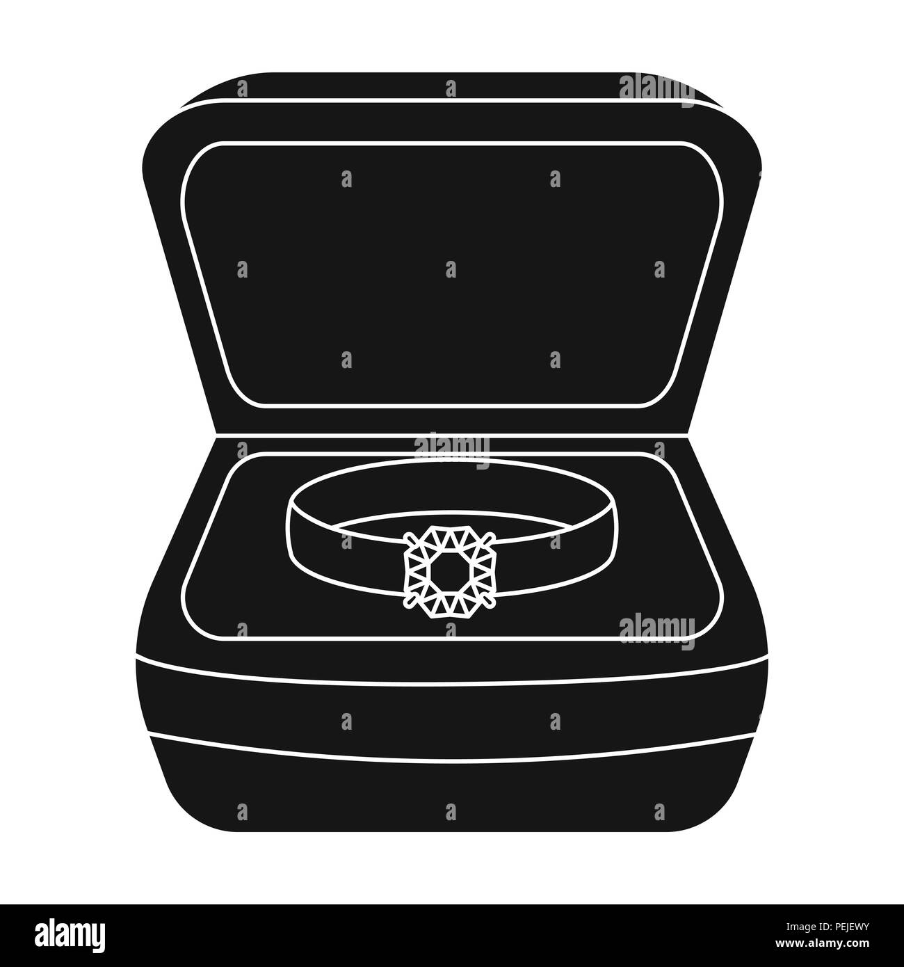 Ring in box icon in black style isolated on white background. Jewelry ...