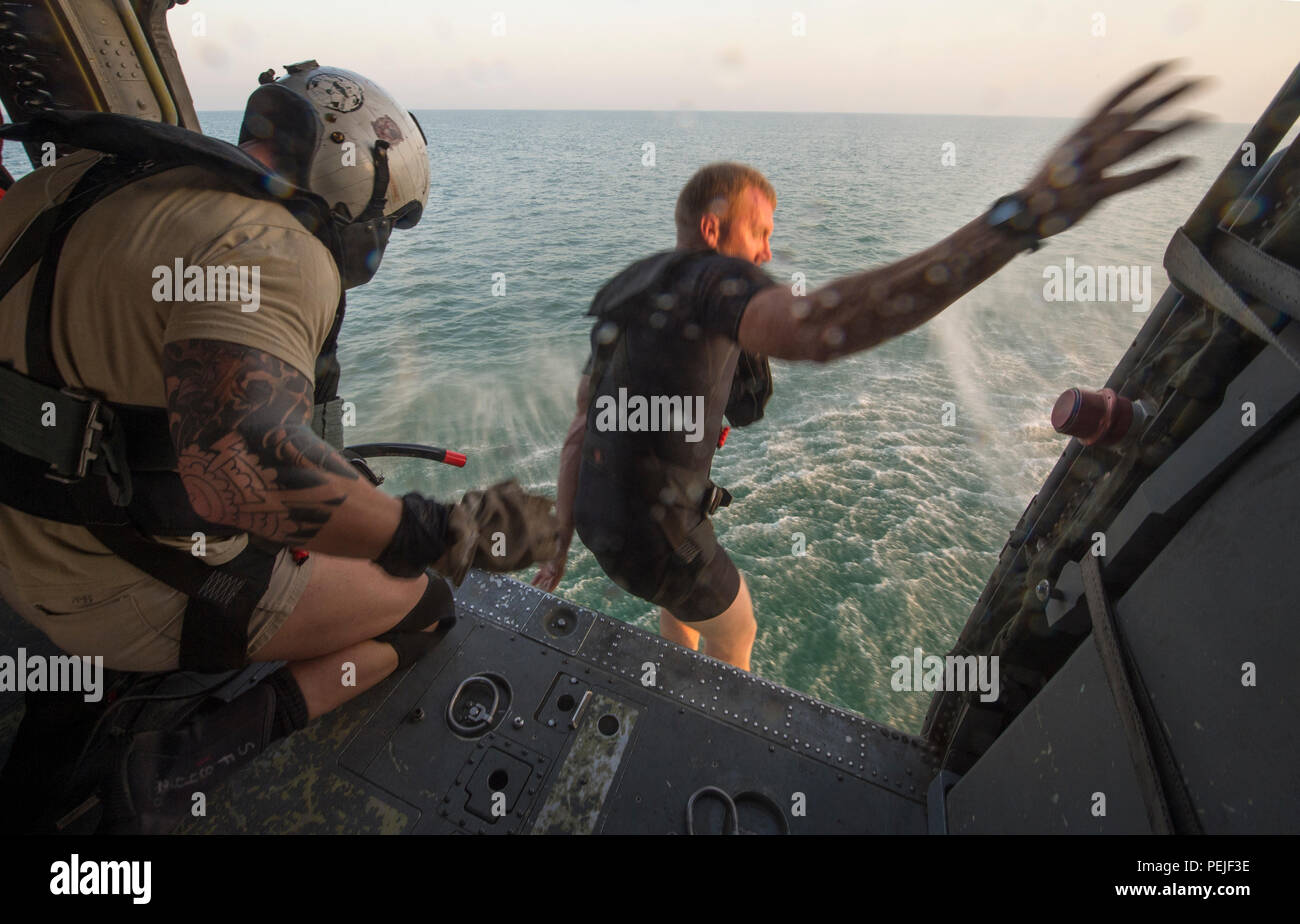 ARABIAN GULF (Aug. 15, 2015) – Search and Rescue (SAR) swimmers ...