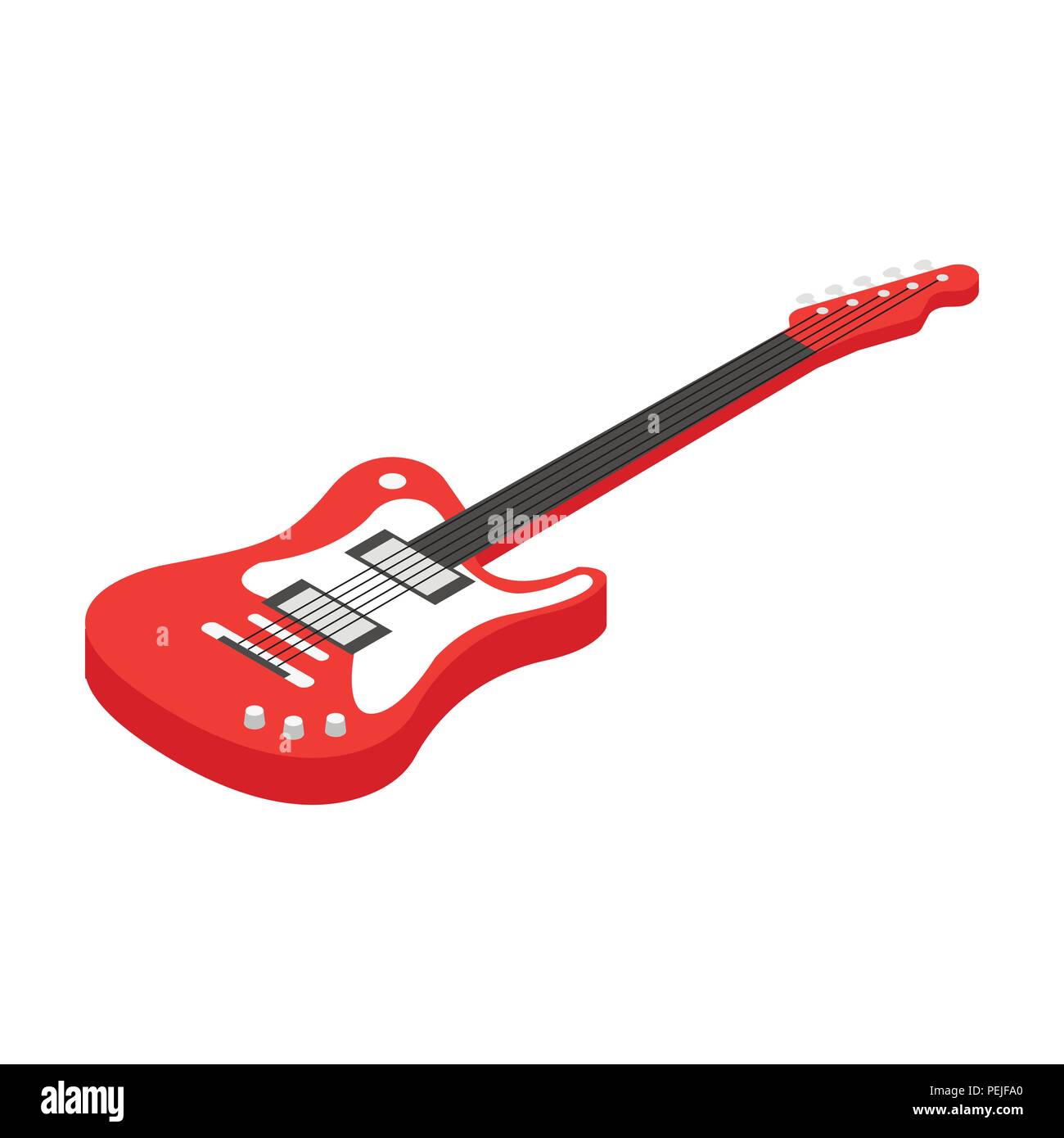 Electric guitar icon in cartoon design isolated on white background ...