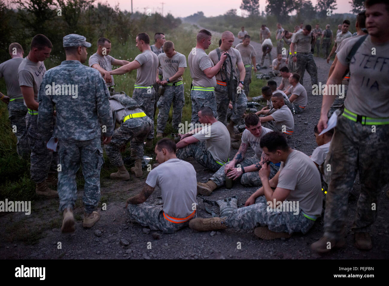 Combat engineers from the U.S. Army Reserve and National Guard rest and ...