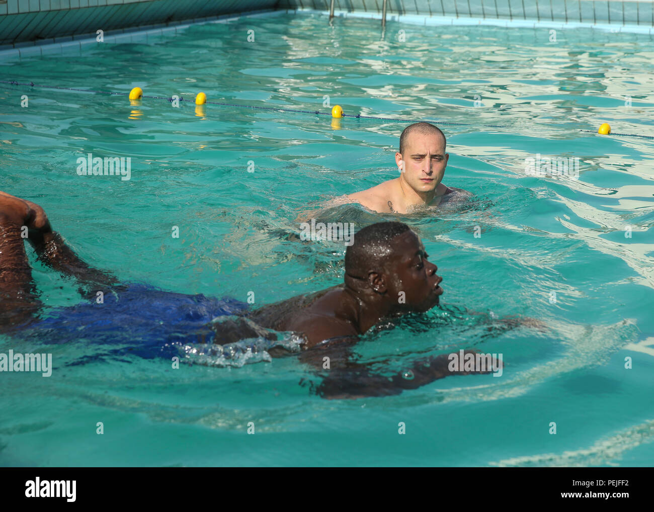Cpl. Matt Sprankle, a Marine Corps Instructor of Water Survival with ...