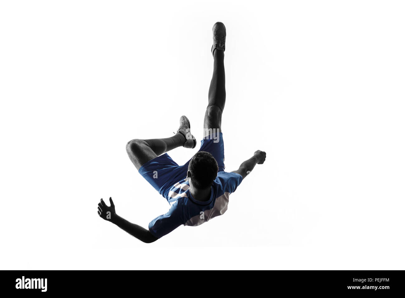 Professional football soccer player in action or movement isolated on ...