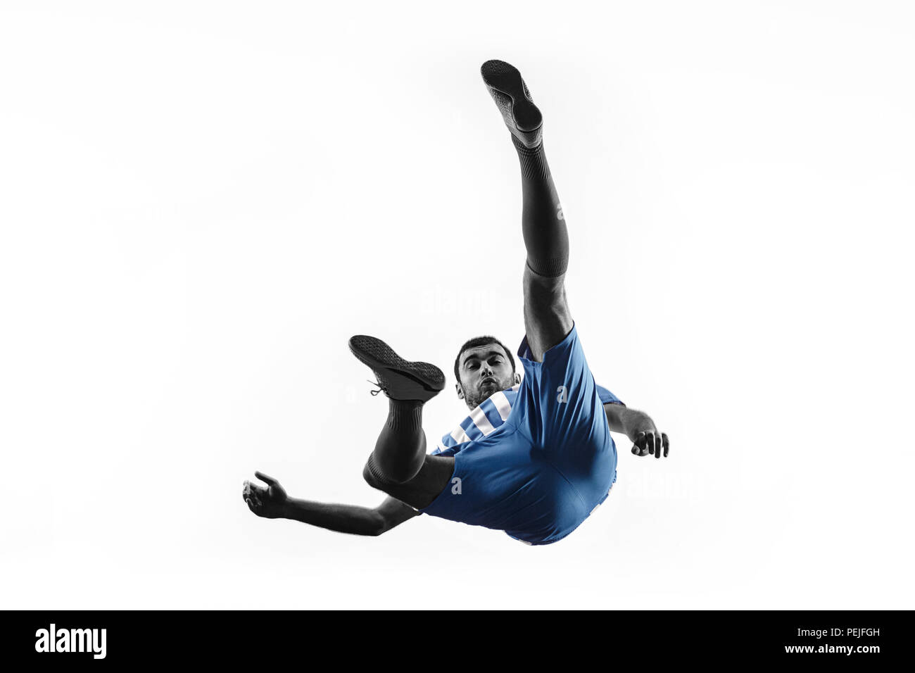 Professional football soccer player in action or movement isolated on ...