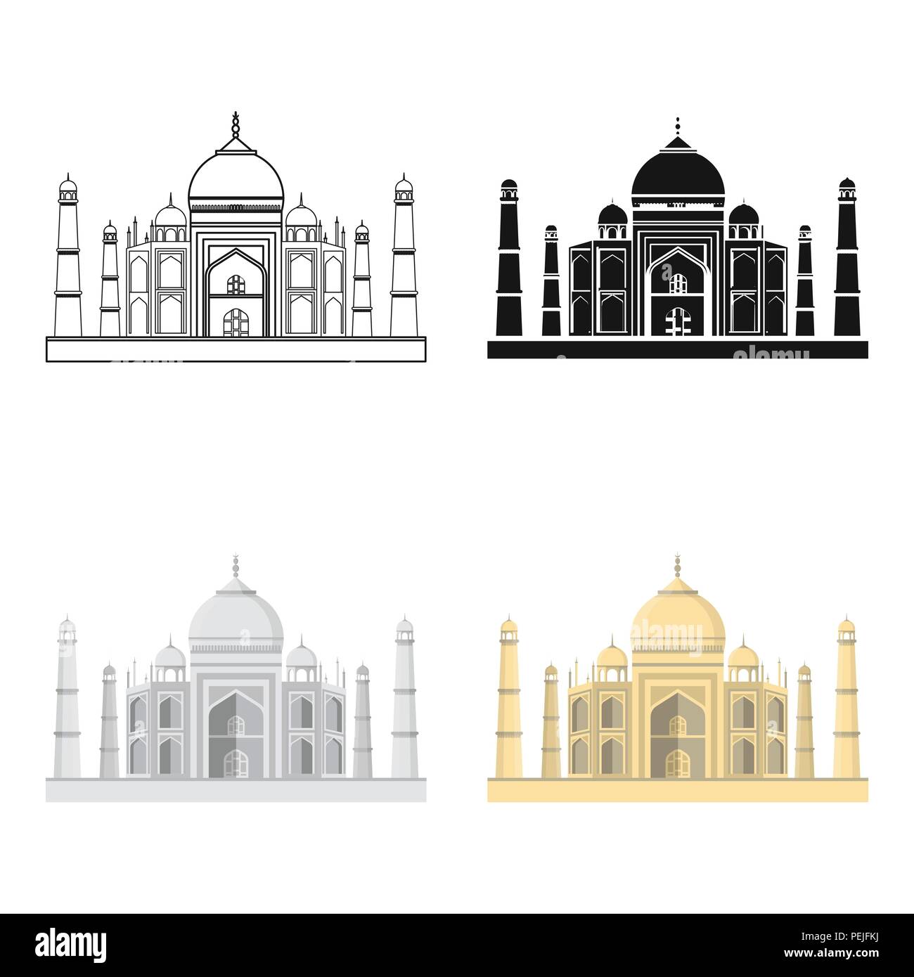 Taj Mahal icon in cartoon style isolated on white background. India ...