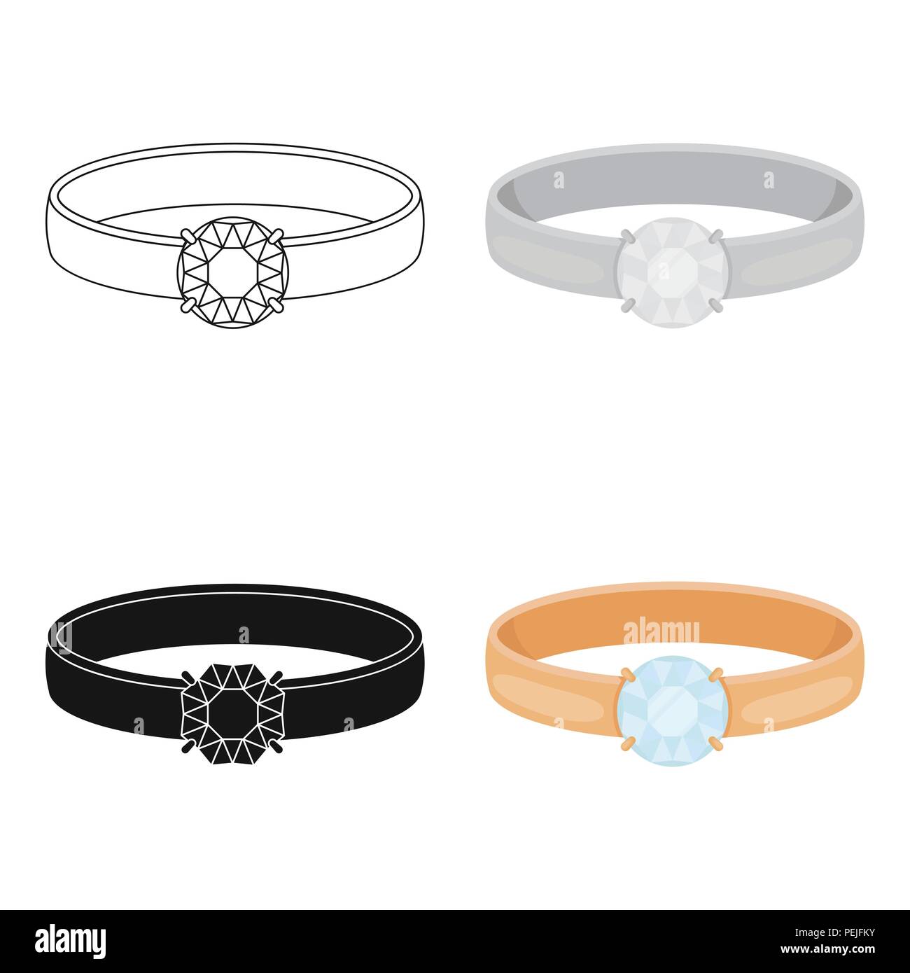 Ring with diamond icon in cartoon style isolated on white background ...