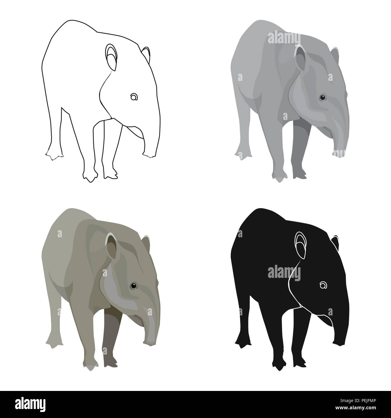 Mexican tapir icon in cartoon style isolated on white background ...