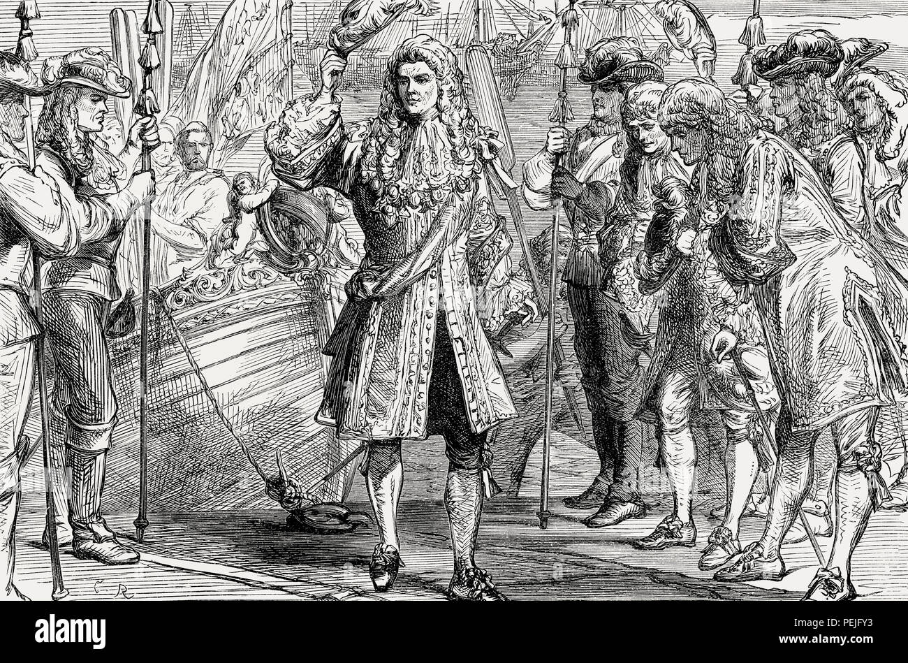 King James II landing at Kinsale, Ireland, on 12th March 1689, From ...