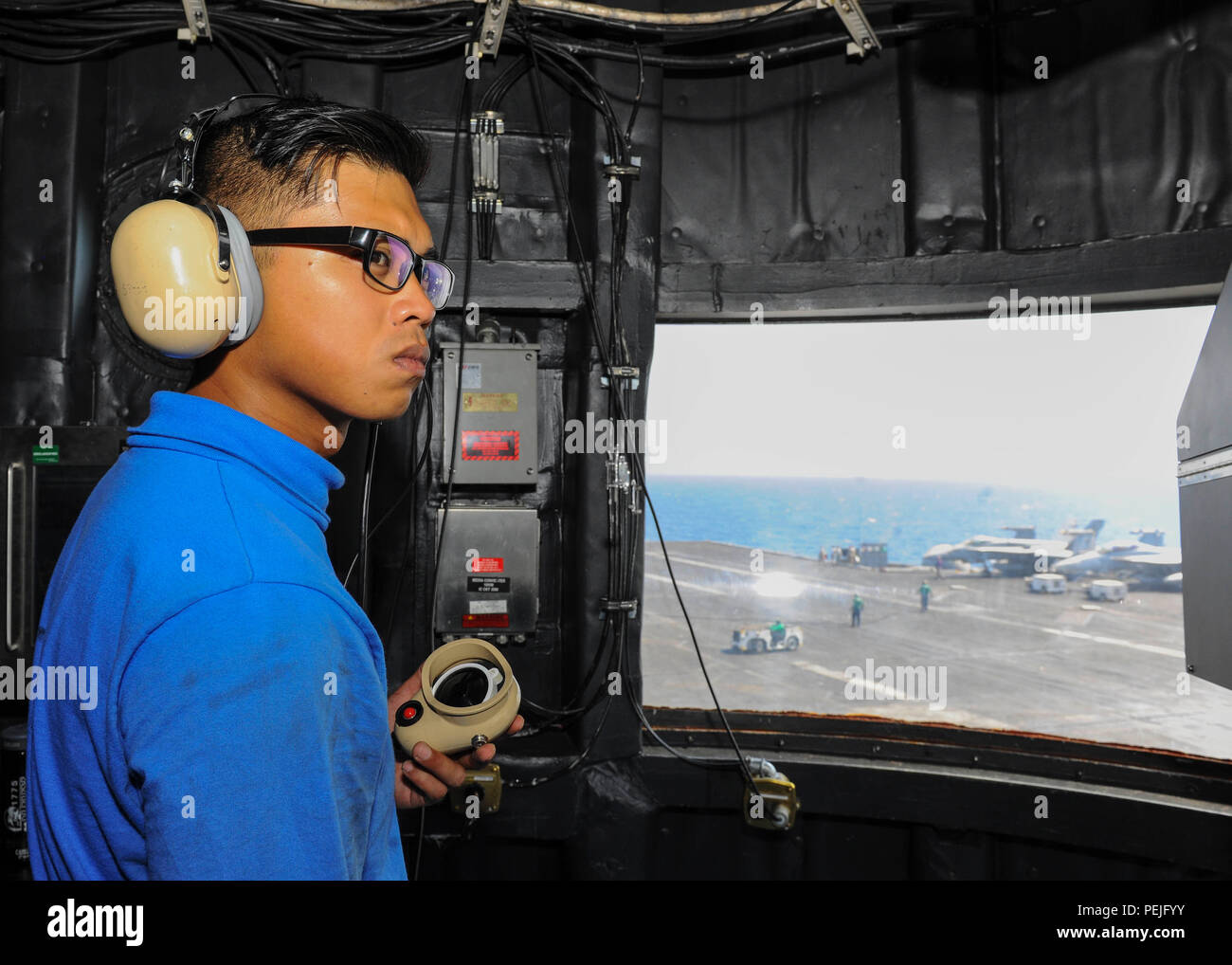 150828-N-CQ428-036 ARABIAN GULF (Aug. 28, 2015) – Aviation Boatswain’s ...