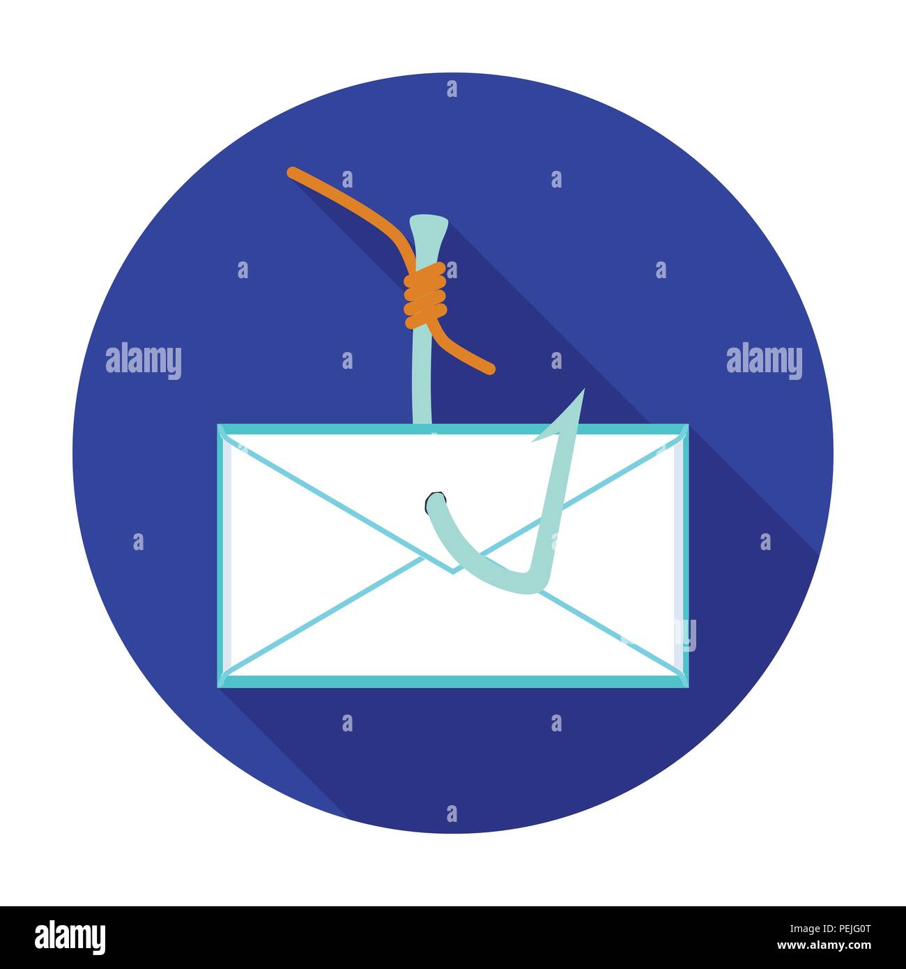 Hooked E Mail Icon In Flat Design Isolated On White Background Hackers