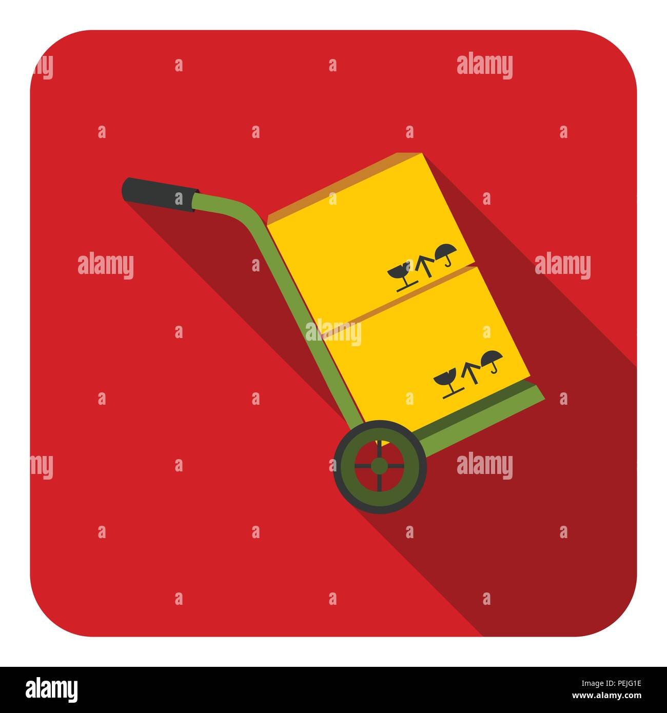 Truck with boxes icon in flat style isolated on white background ...