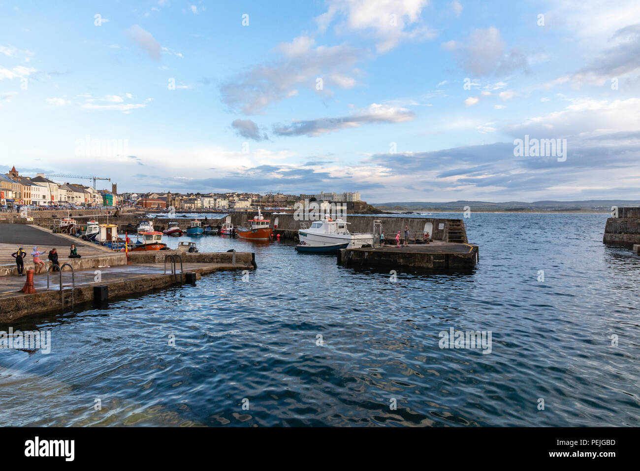 Portstewart harbour, Co. Derry, Northern Ireland. Early summer evening ...