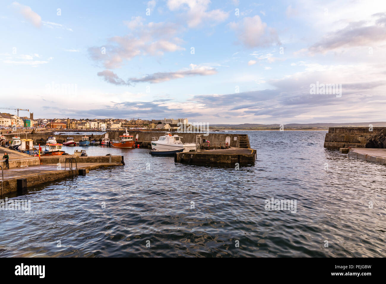 Portstewart harbour, Co. Derry, Northern Ireland. Early summer evening ...