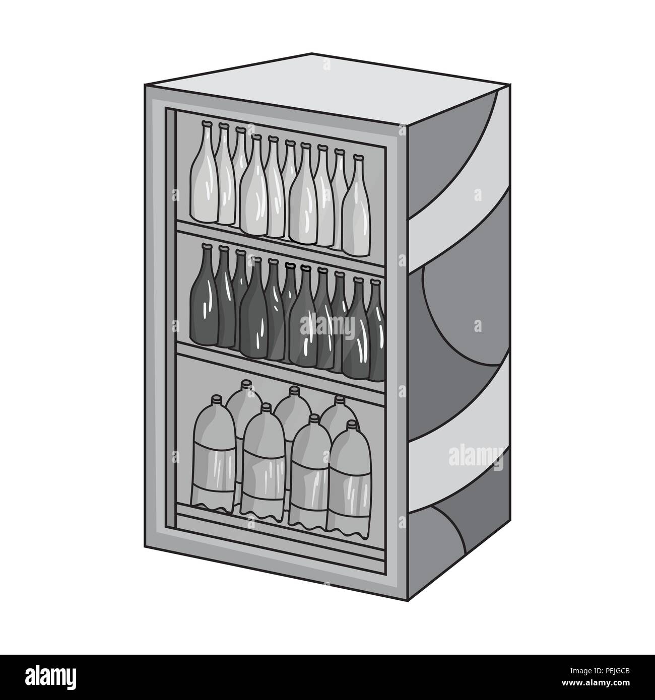 Fridge with drinks icon in monochrome design isolated on white ...