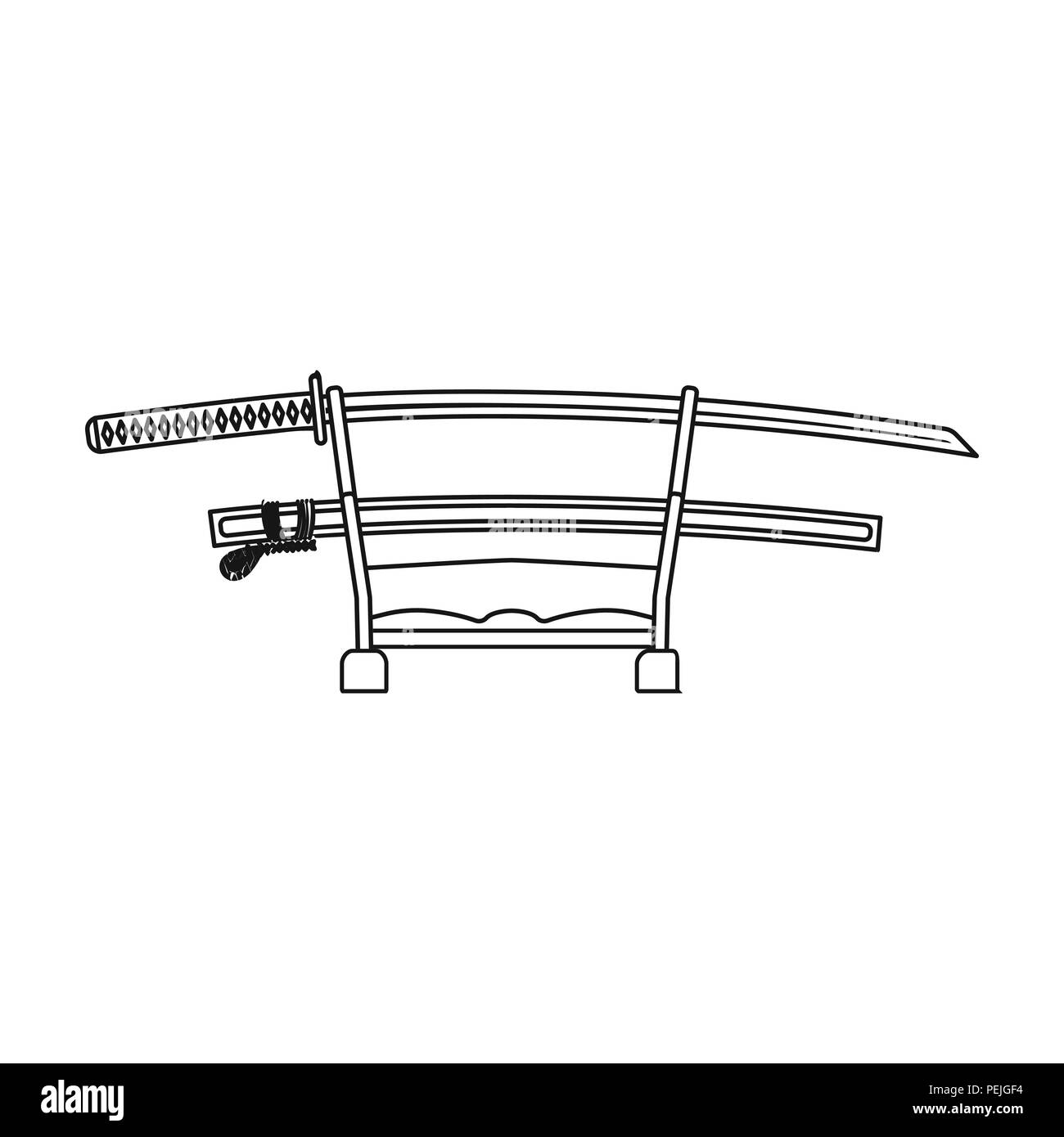 Katana icon in outline style isolated on white background. Japan symbol ...