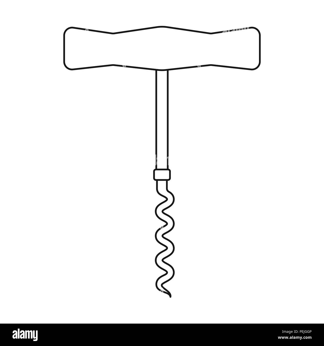 Corkscrew icon in outline style isolated on white background. Kitchen ...