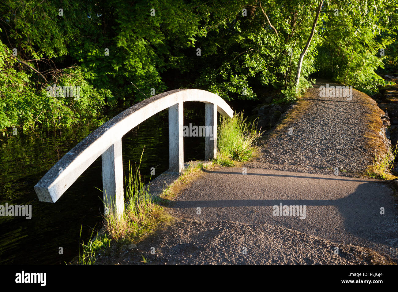 Small bridge at lakeside park Stock Photo - Alamy