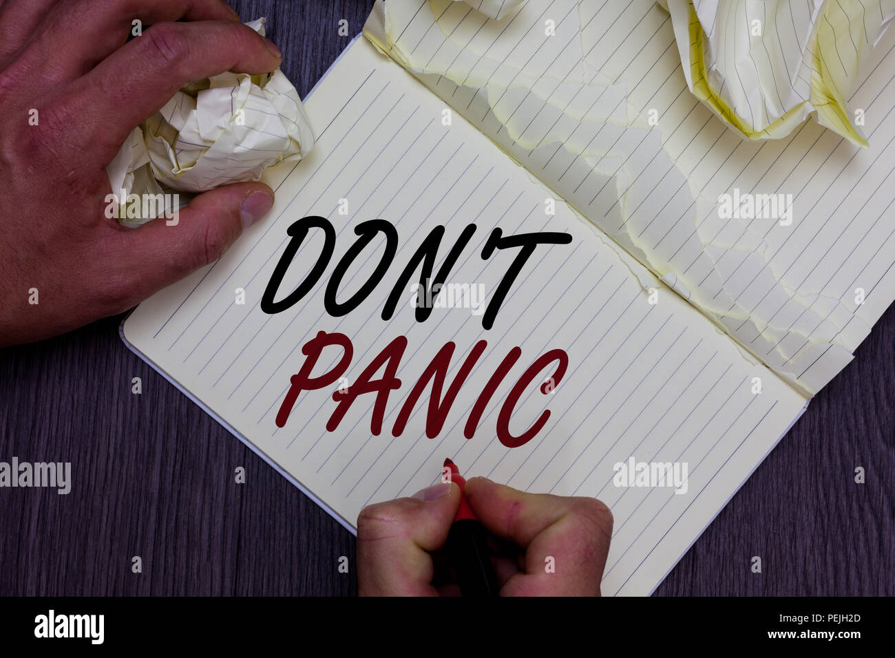 Word writing text Don t not Panic. Business concept for sudden strong ...