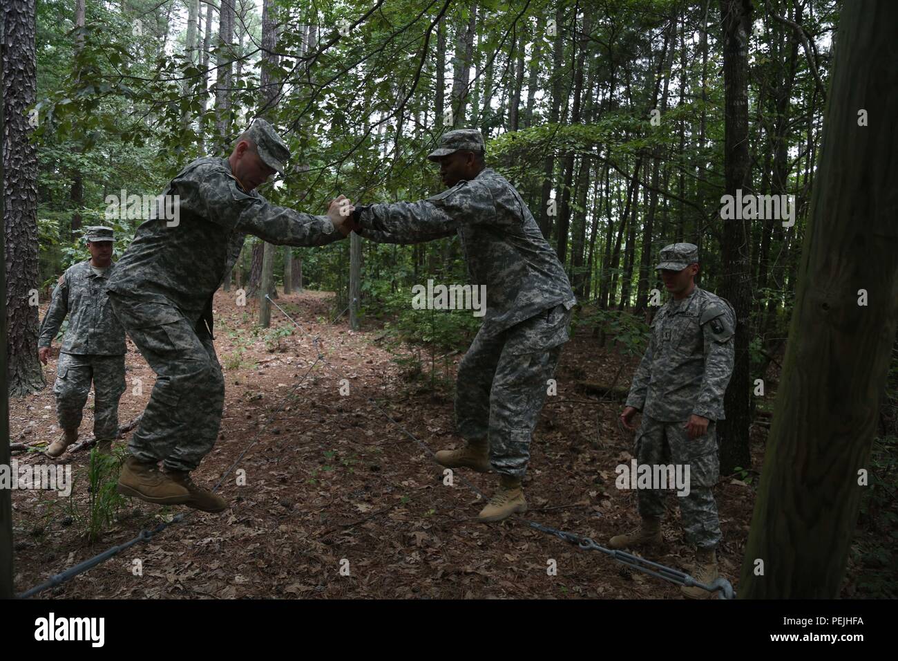 U.S. Army Maj. Stewart Brown and 1st Sgt. Endesha Johnson, assigned to ...