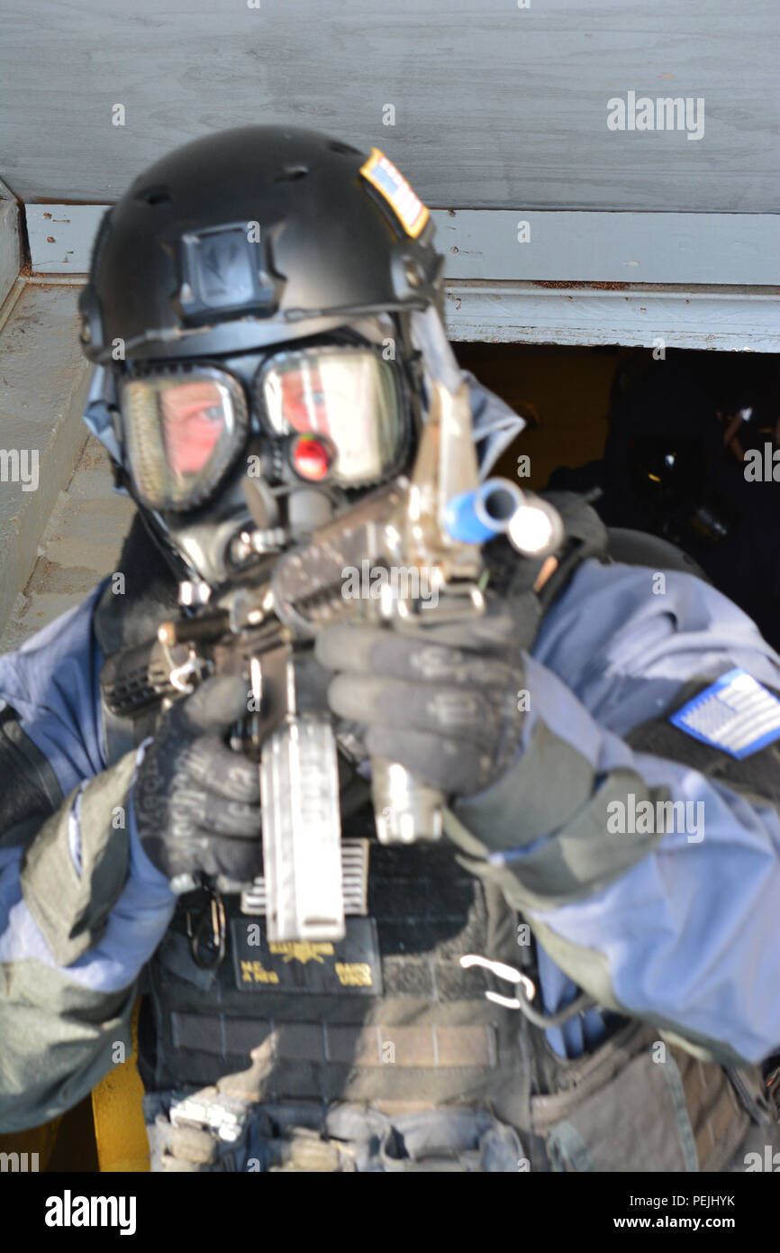 A member of the Maritime Safety and Security Team, U.S. Coast Guard ...