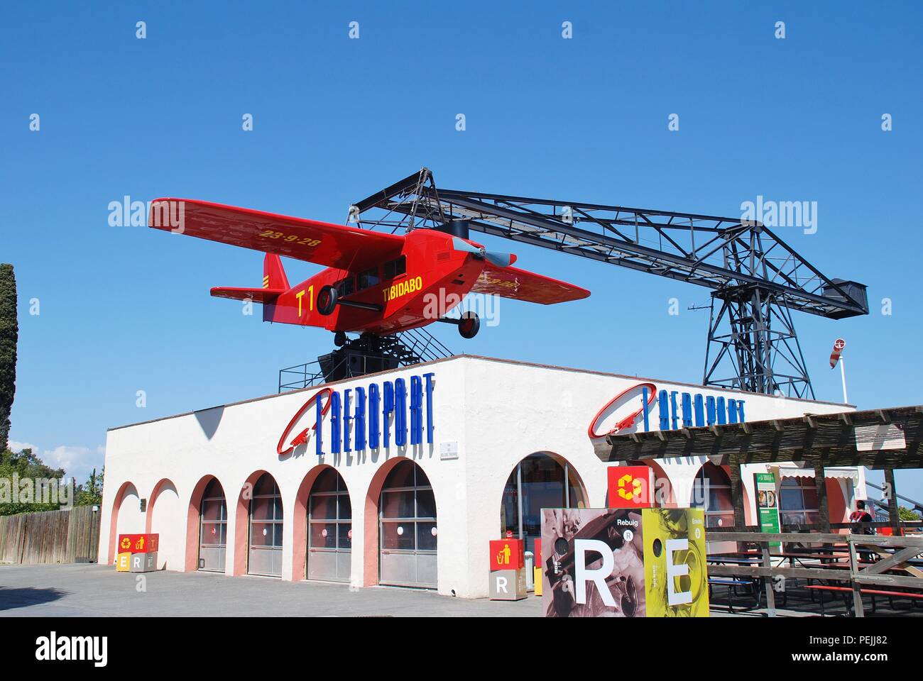 The iconic 1928 vintage El Avio aeroplane ride at the Tibidabo ...