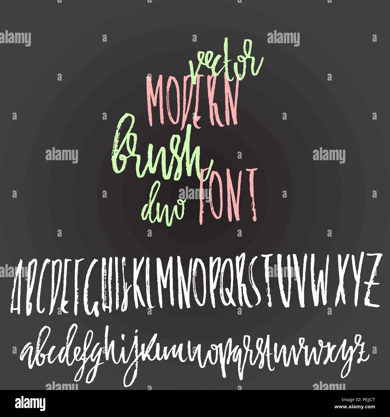 Hand drawn dry brush lettering. Grunge style alphabet. Handwritten font ...