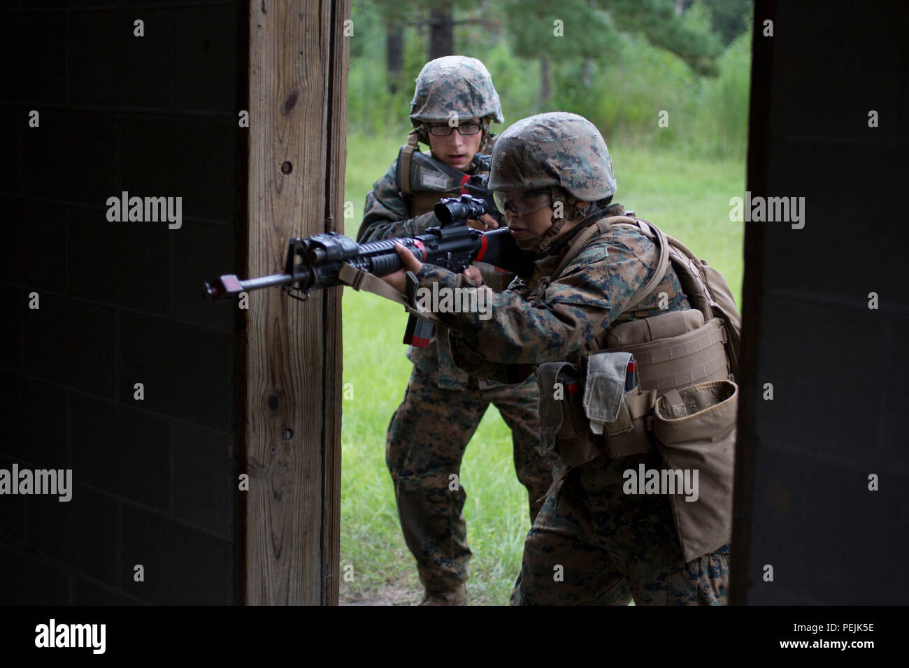 Entry-level U.S. Marines with Kilo Company, Marine Combat Training ...