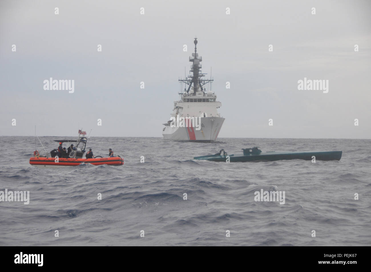 A Coast Guard Cutter Bertholf boarding team aboard an Over the Horizon ...