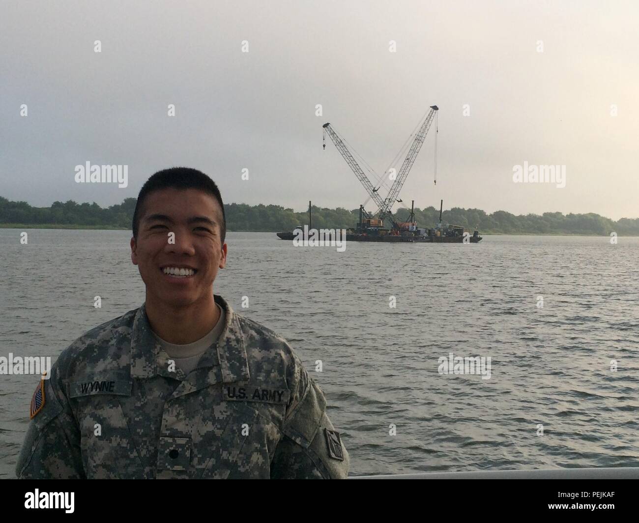 ROTC Cadet Justin Wynne smiles on a survey boat before the CSS Georgia ...