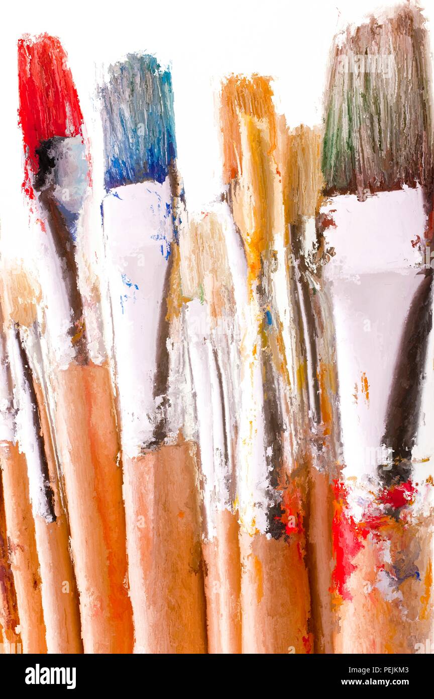 Digital Painting of Paint Brushes Stock Photo - Alamy