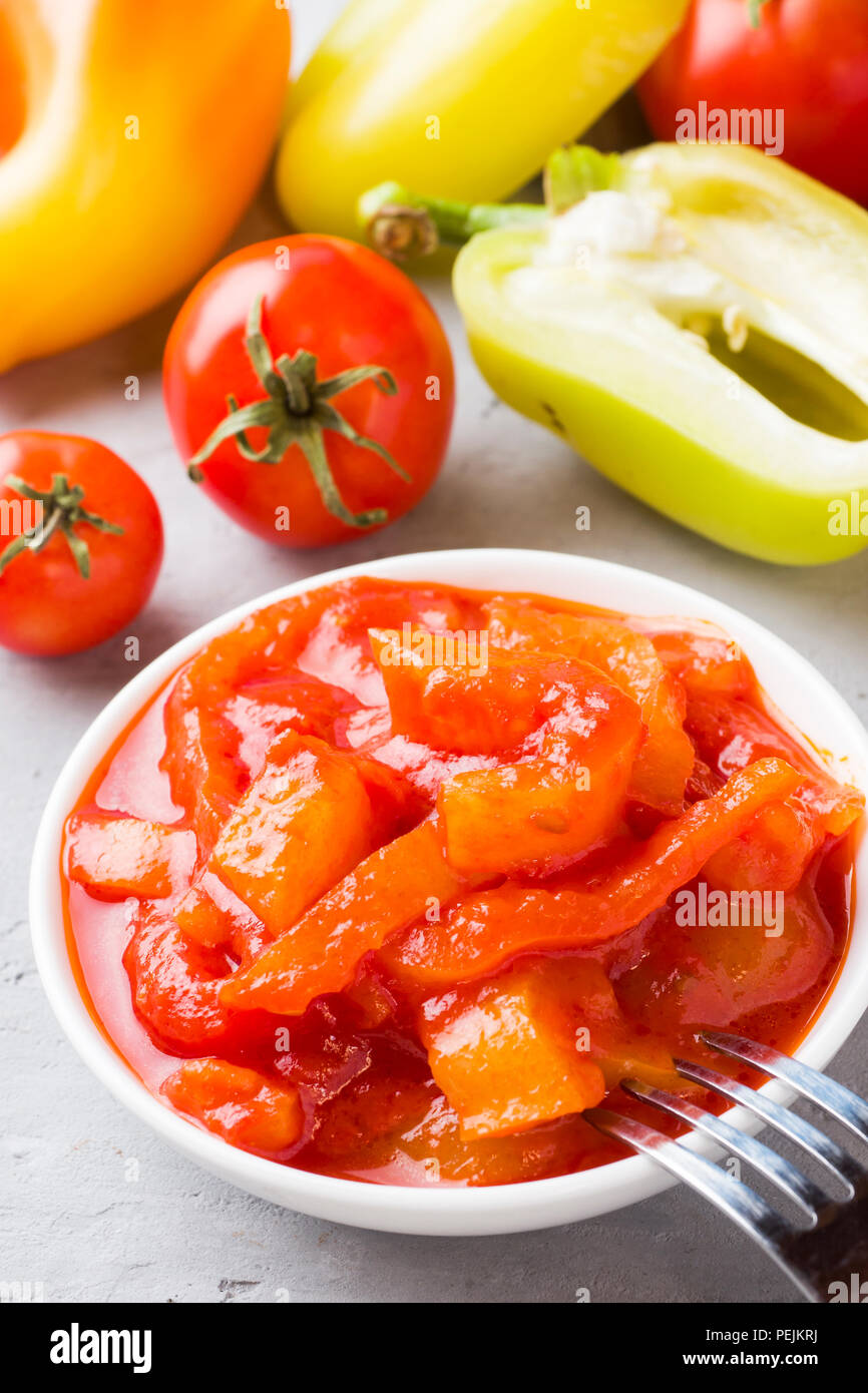 Canned Lecho from the peppers and tomatoes, harvesting for the winter ...