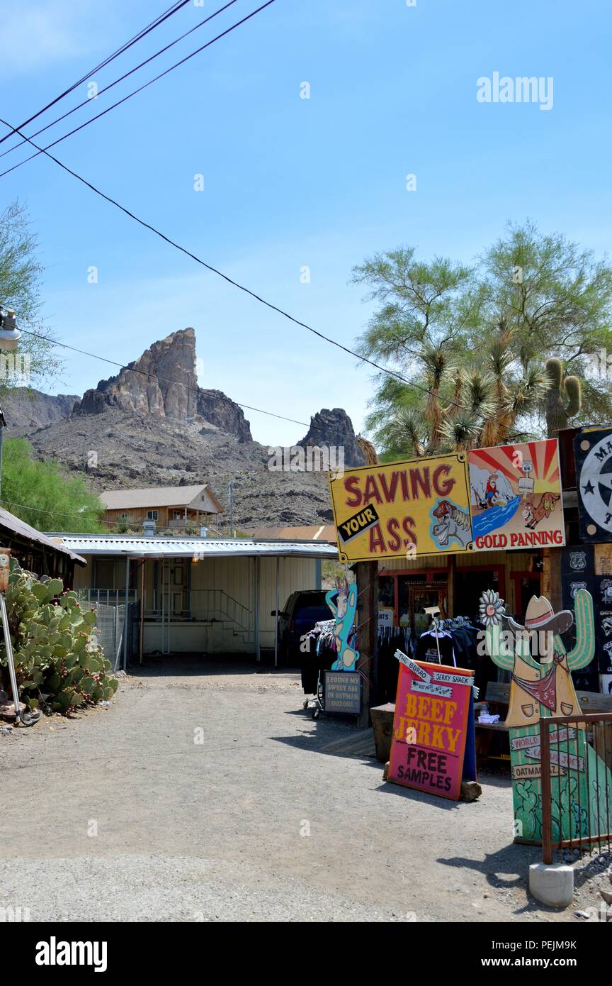 route 66 through Oatman arizona Stock Photo - Alamy