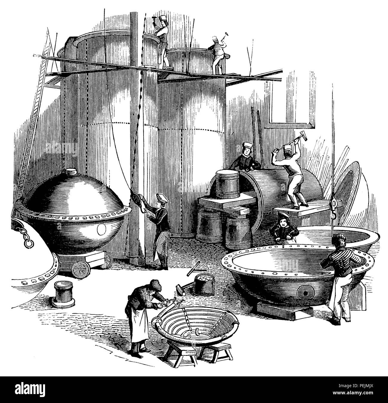 coppersmith workshop, 1872 Stock Photo - Alamy