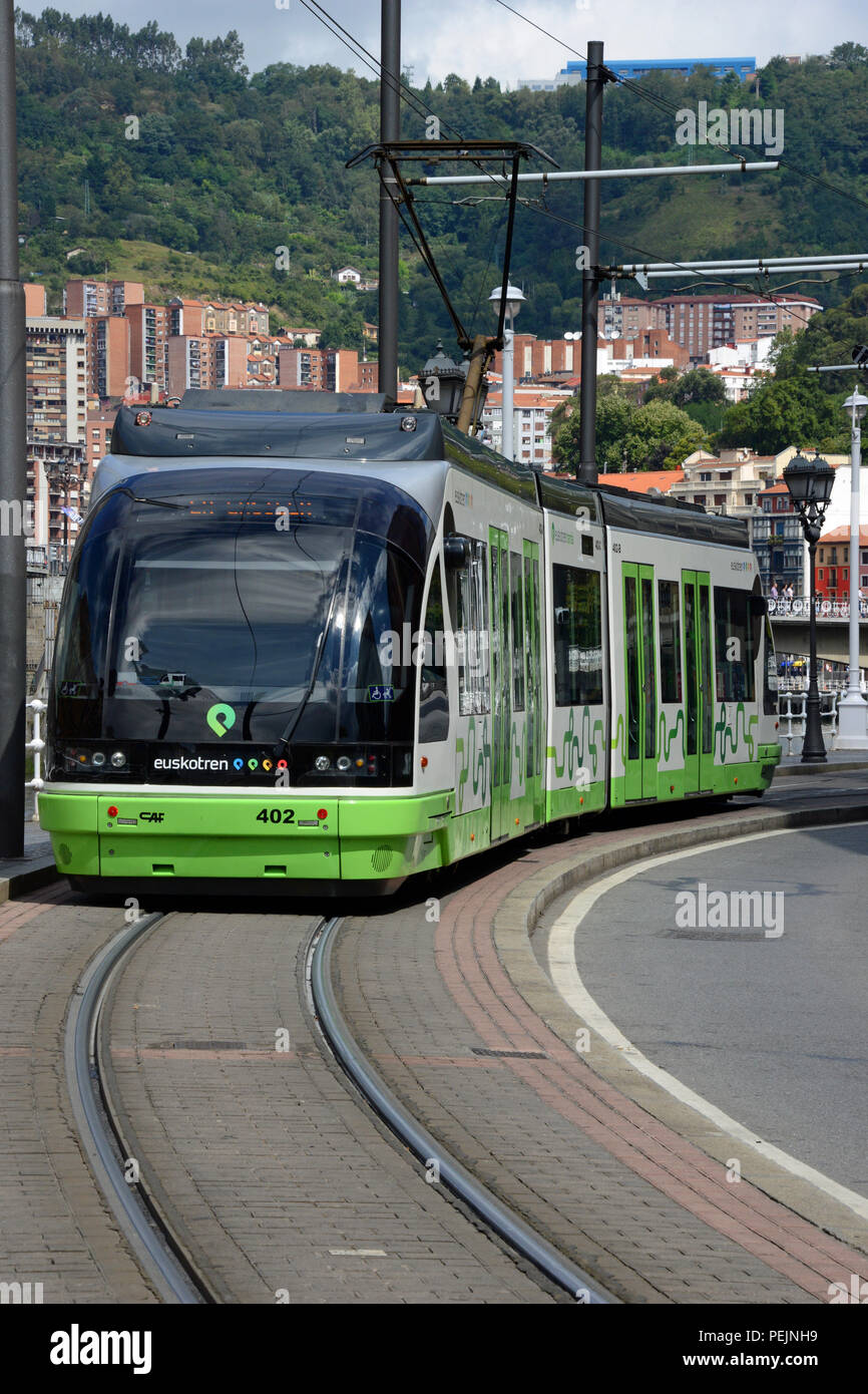 Modern tram in Bilbao, Spain Stock Photo - Alamy