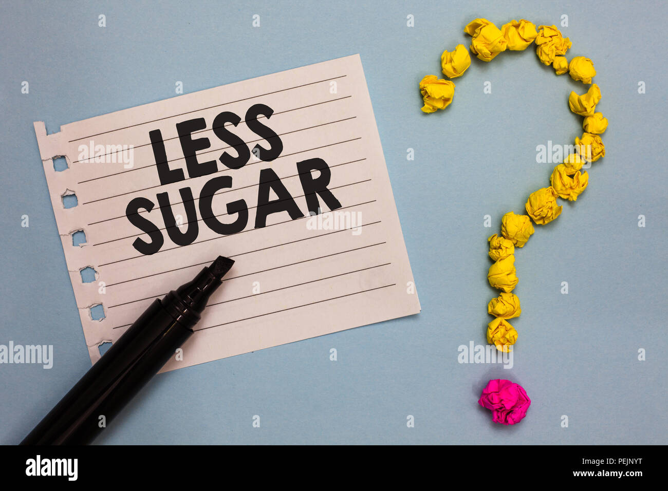 Word writing text Less Sugar. Business concept for Lower volume of ...