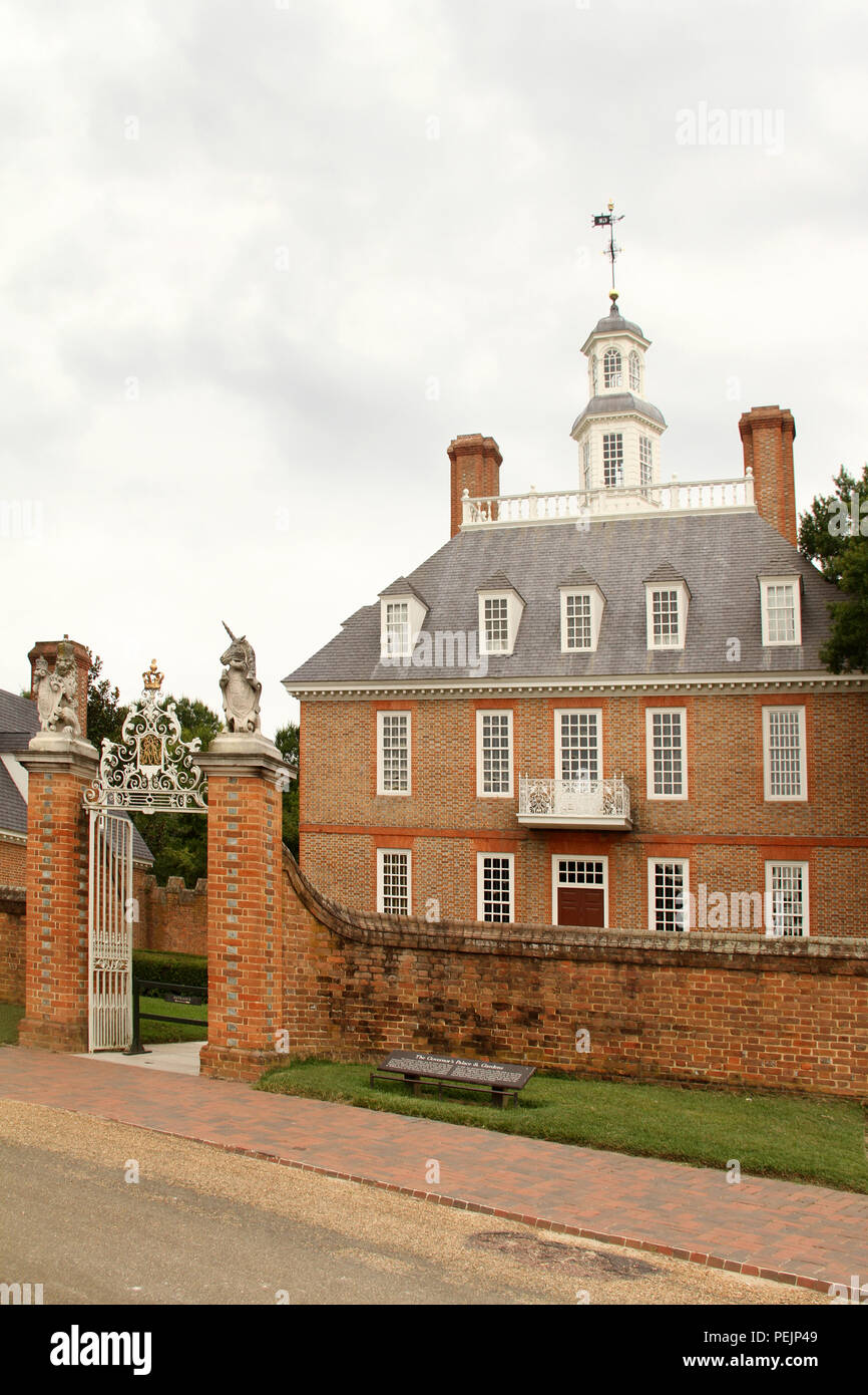 The Governor's Palace in Colonial Williamsburg, Virginia, USA Stock ...