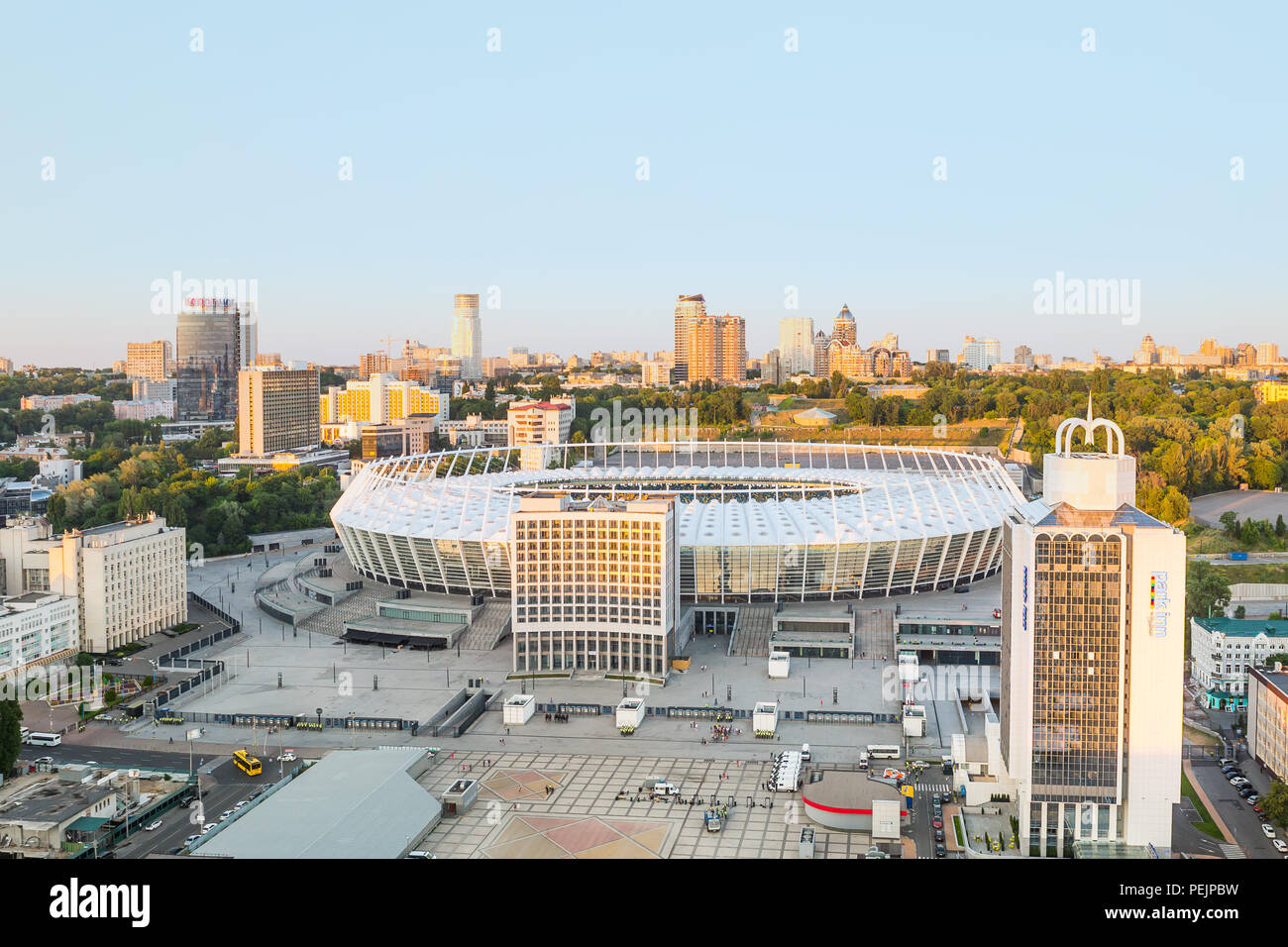 Top view Football stadium and square in Kiev. National Sports Complex ...